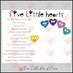 Five Little Hearts Valentine's Day Poem Handprint Art Keepsake ...