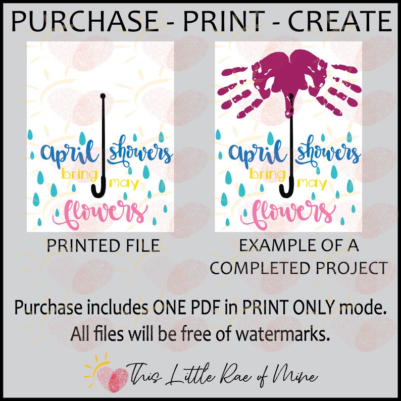 April Showers Bring May Flowers Handprint Art Keepsake - Etsy