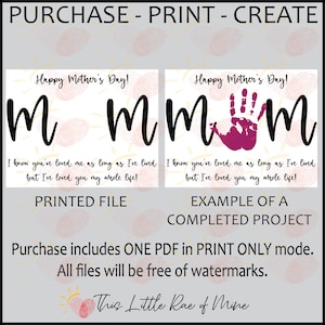 Mom - Mother's Day - Handprint Art - Printable - Handprint Craft ...