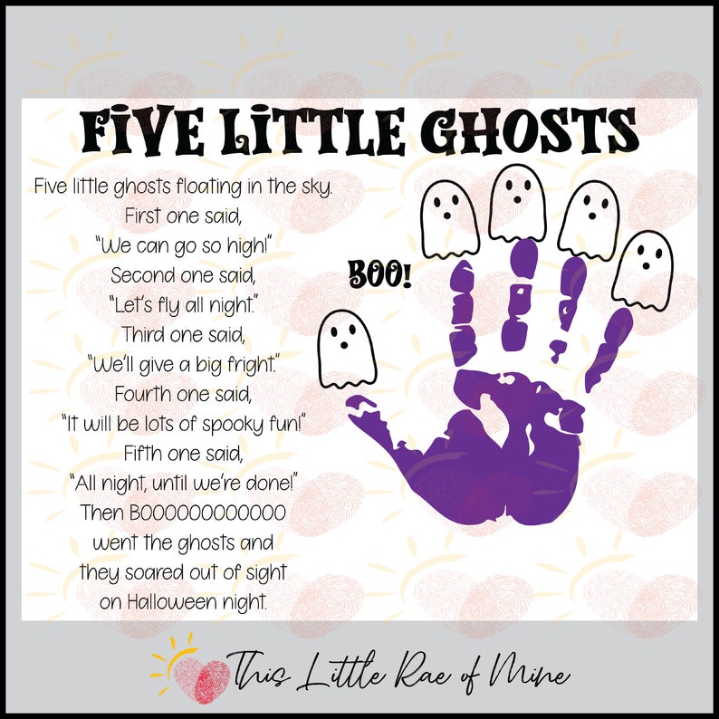 Five Little Ghosts - Halloween - Poem - Handprint Art - Keepsake ...
