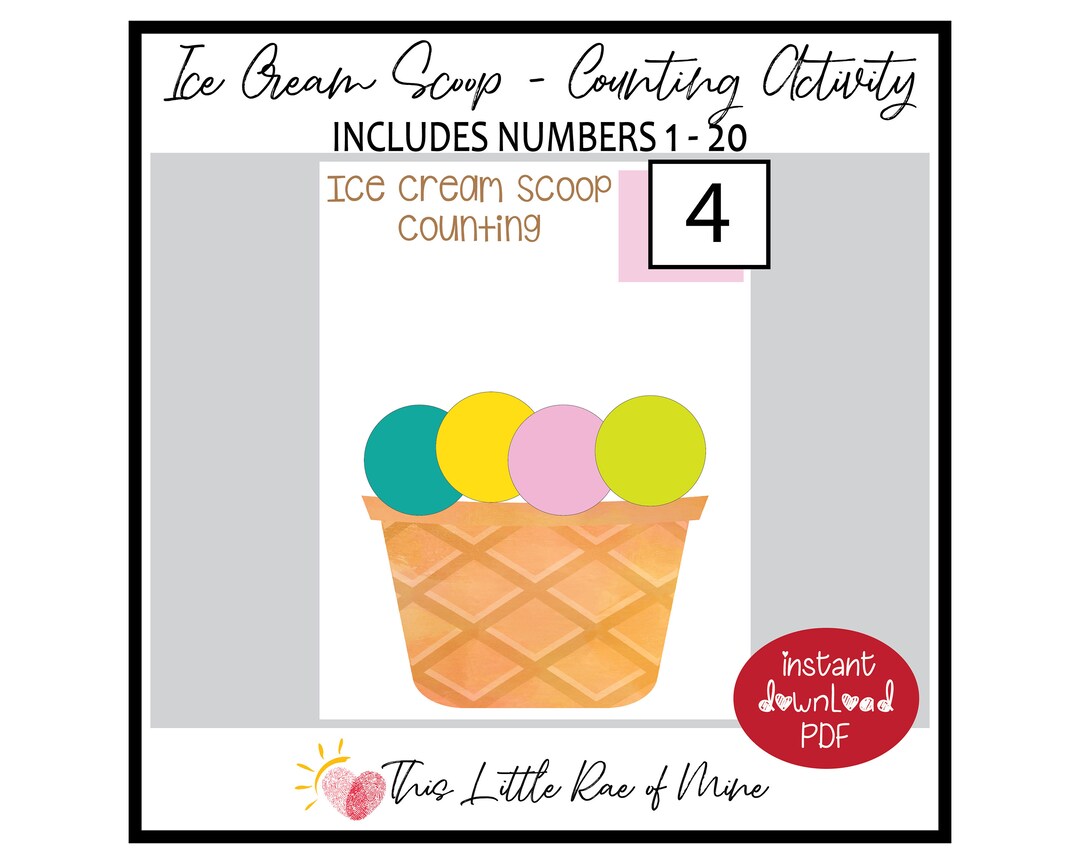 Ice Cream Scoop - Counting Mat - Numbers 1-20 - Summer - Printable ...