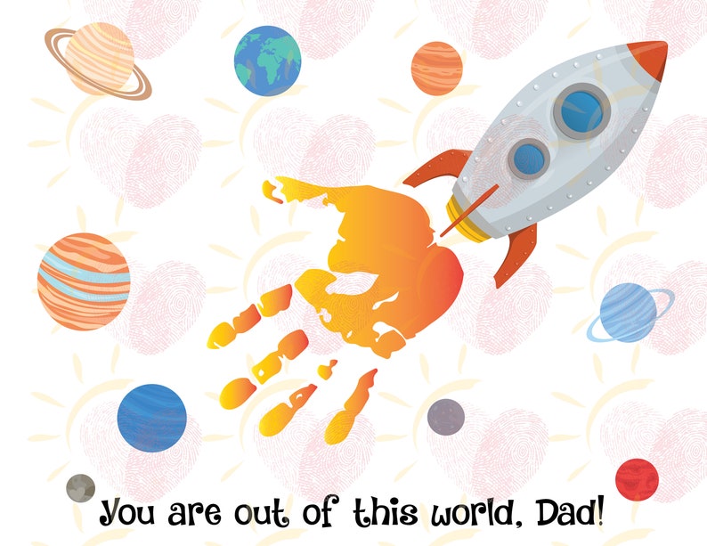 Rocket Space Solar System Father's Day Handprint | Etsy