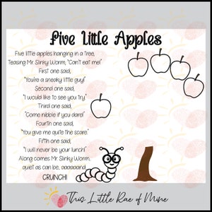 Five Little Apples - Handprint Art - Fingerprint - Keepsake Printable ...