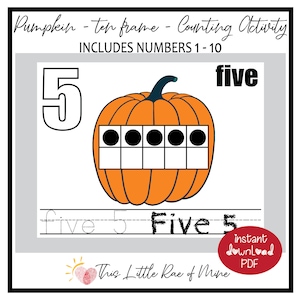 Fall - Pumpkin - 10 Frame - Play Dough - Counting Mat - Printable ...