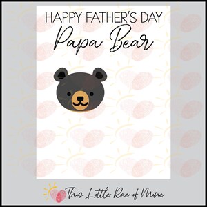 Papa Bear - Father's Day - Handprint Art - Printable - Handprint Craft ...