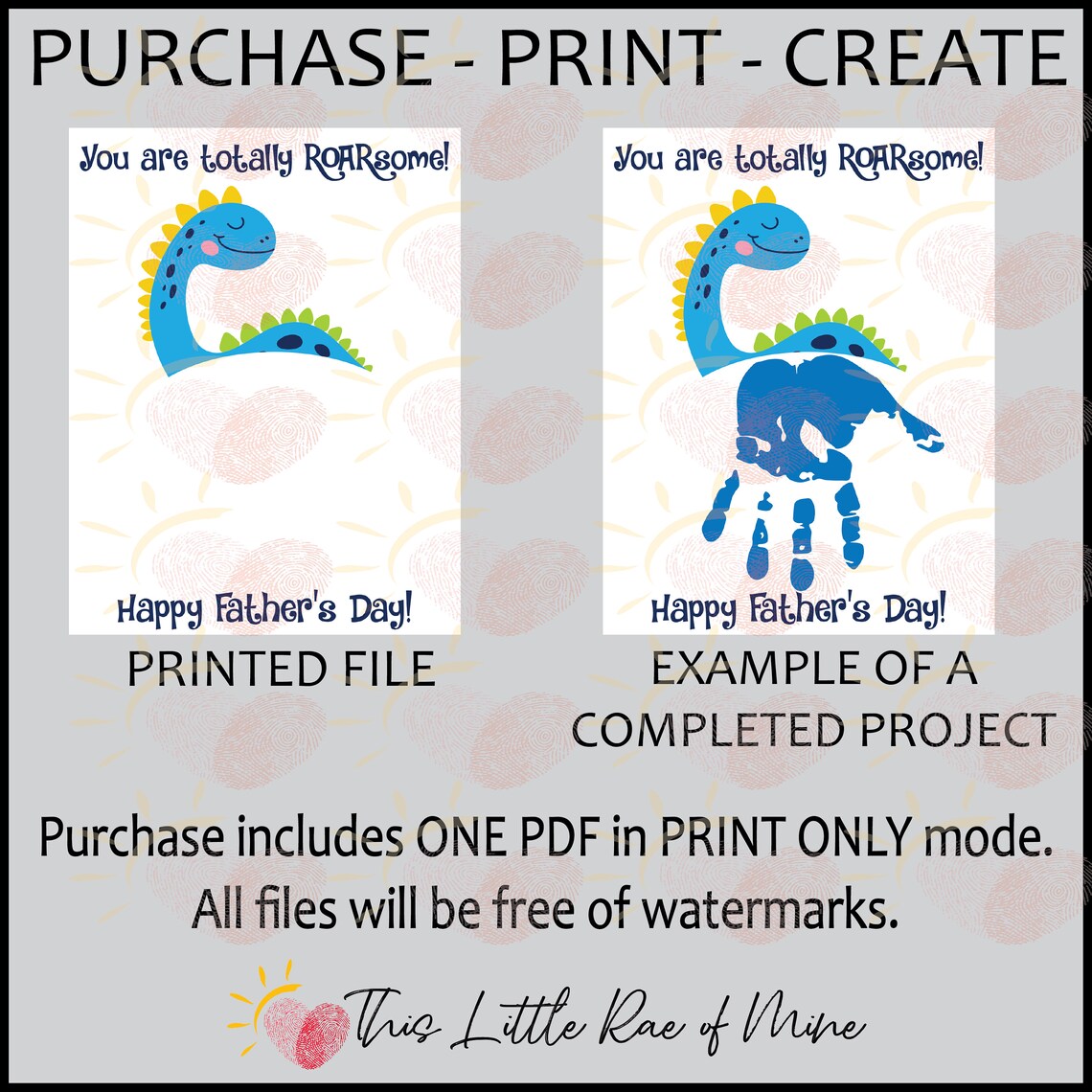 You Are Totally Roarsome - Dinosaur - Father's Day - Handprint Art ...