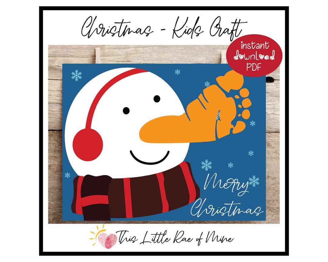 Snowman Nose - Merry Christmas - Footprint - Handprint Art - Keepsake ...