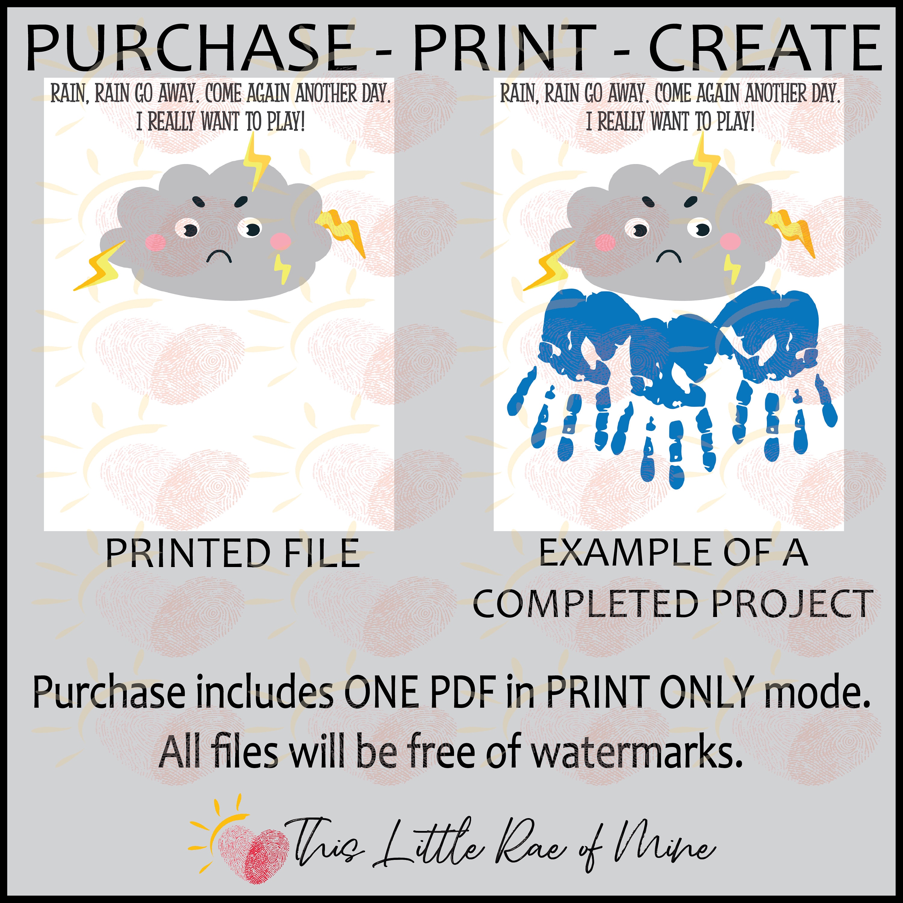 Rain, Rain Go Away - Spring - Printable - Handprint Art - Weather ...