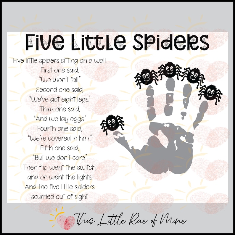 Five Little Spiders - Halloween - Poem - Handprint Art - Keepsake ...