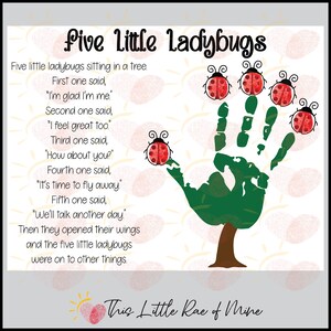 Five Little Ladybugs Spring Poem Handprint Art Keepsake Printable DIY ...