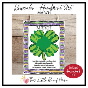 March - Shamrock - Handprint Art Keepsake - Printable - DIY Kid Craft ...