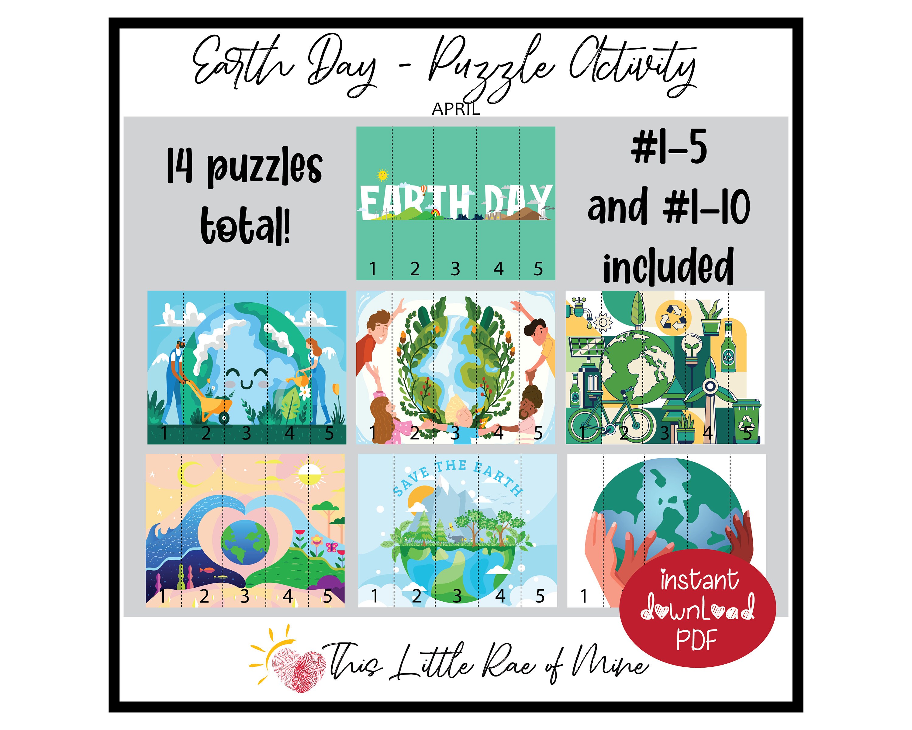 Earth Day Number Sequence Puzzle - Printable Number Activity - Math for ...