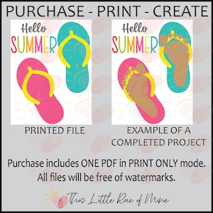 Hello Summer - Flip Flops - Footprint Art - Printable - Summer ...