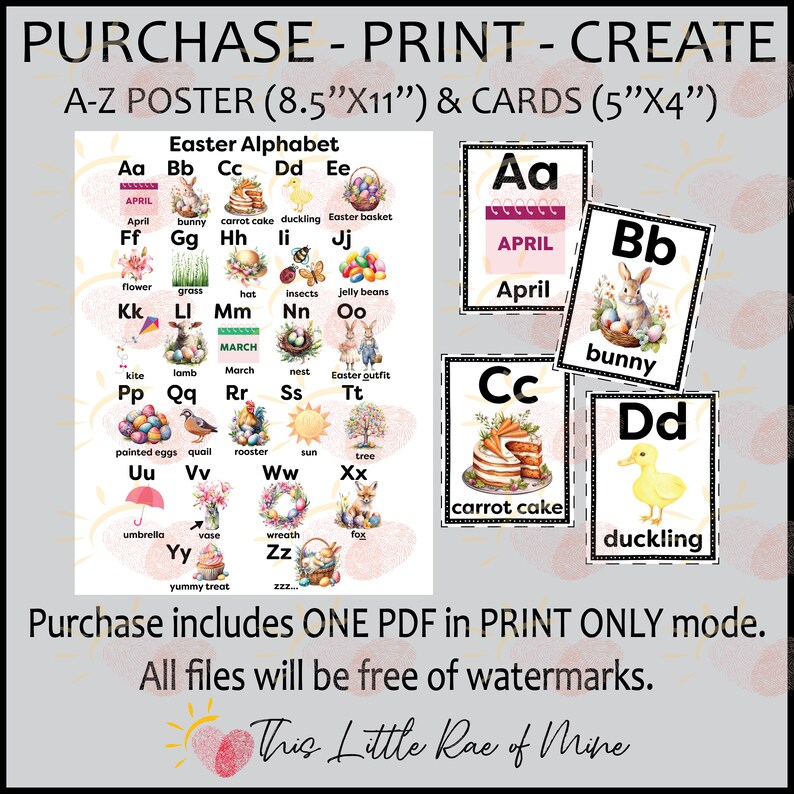 Easter - Abc's - Alphabet Poster and Cards - Printable Classroom Decor ...