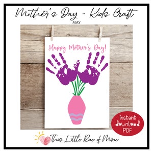 Flowers - Mother's Day - Handprint Art - Handmade Gift - Printable ...