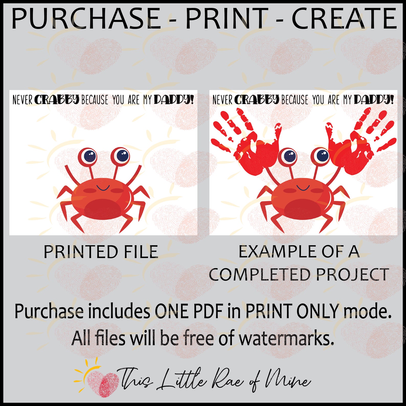 Never Crabby - Crab - Summer - Father's Day - Birthday - Printable ...