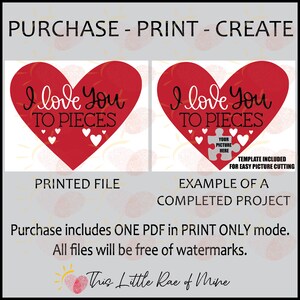 I Love You to Pieces - Puzzle Piece - Photo - Valentine's Day Keepsake ...