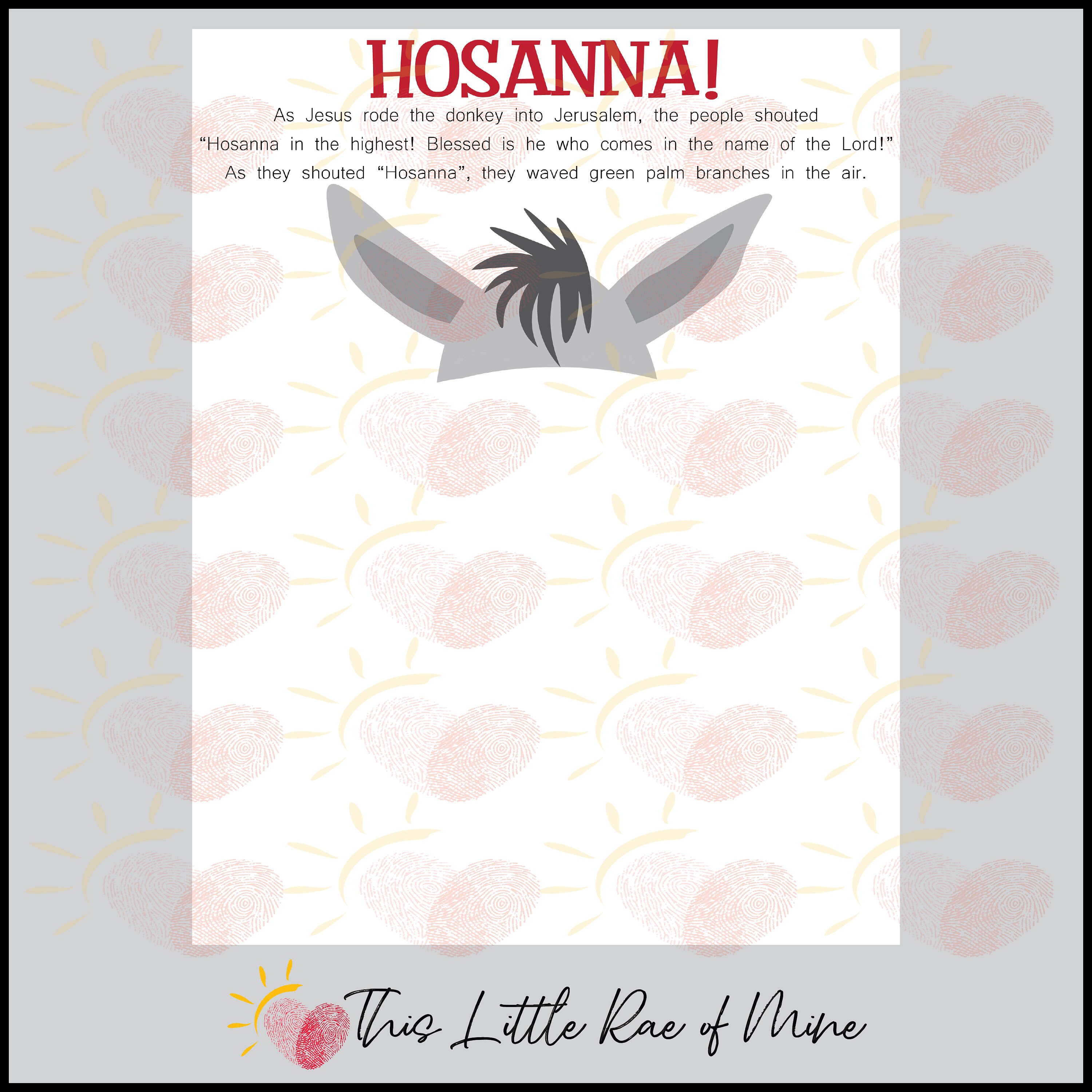 Hosanna - Palm Sunday - Religious Easter - Jesus - Donkey - Handprint ...