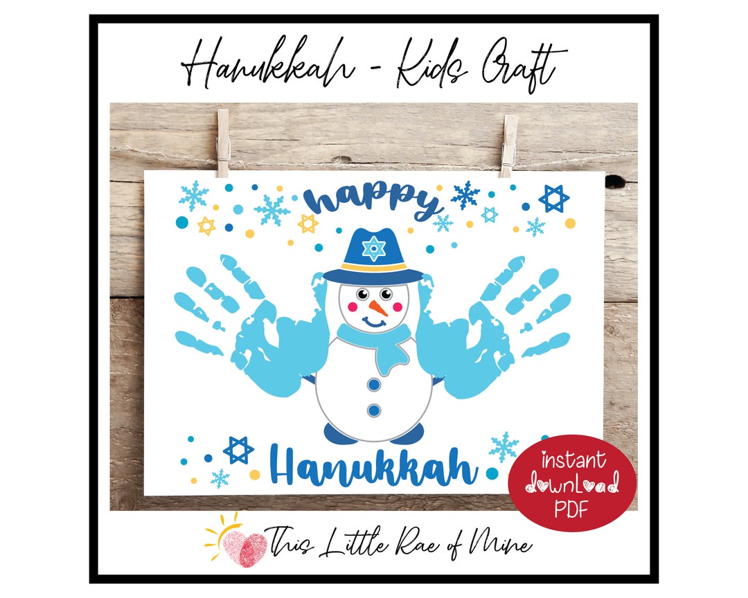 Happy Hanukkah - Snowman - Handprint Art - Keepsake - Printable - for ...