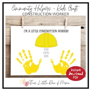 Construction Worker - Handprint Art - Photo - Keepsake - Printable ...