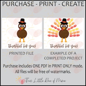 Thankful for You - Thanksgiving - Turkey - Feathers - Fingerprint Art ...