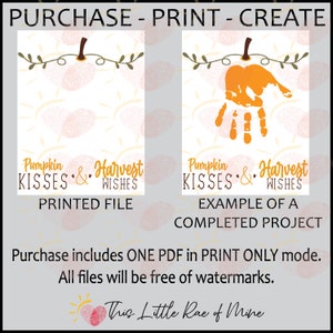 Pumpkin Kisses & Harvest Wishes - Handprint Art - Keepsake - Fall ...