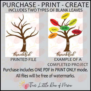 Gratitude Tree - Thankful - Leaves - Thanksgiving - Keepsake ...