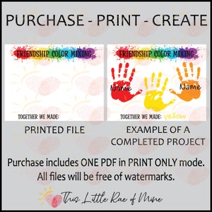 Friendship Color Mixing Love Kindness Friendship Printable Handprint ...