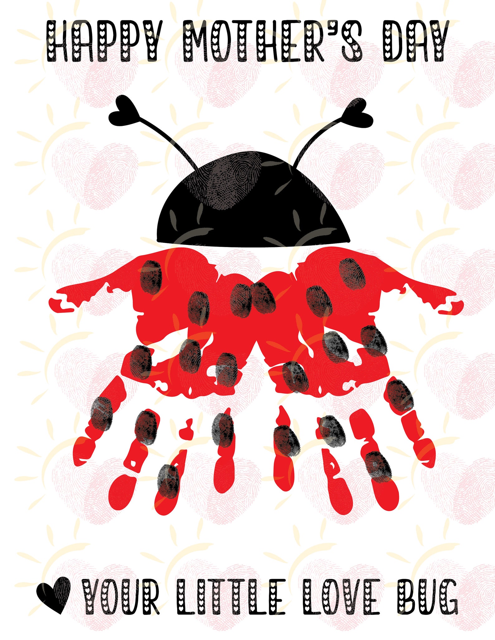 Love Bug Mother's Day Handprint Art Gift Printable | Etsy