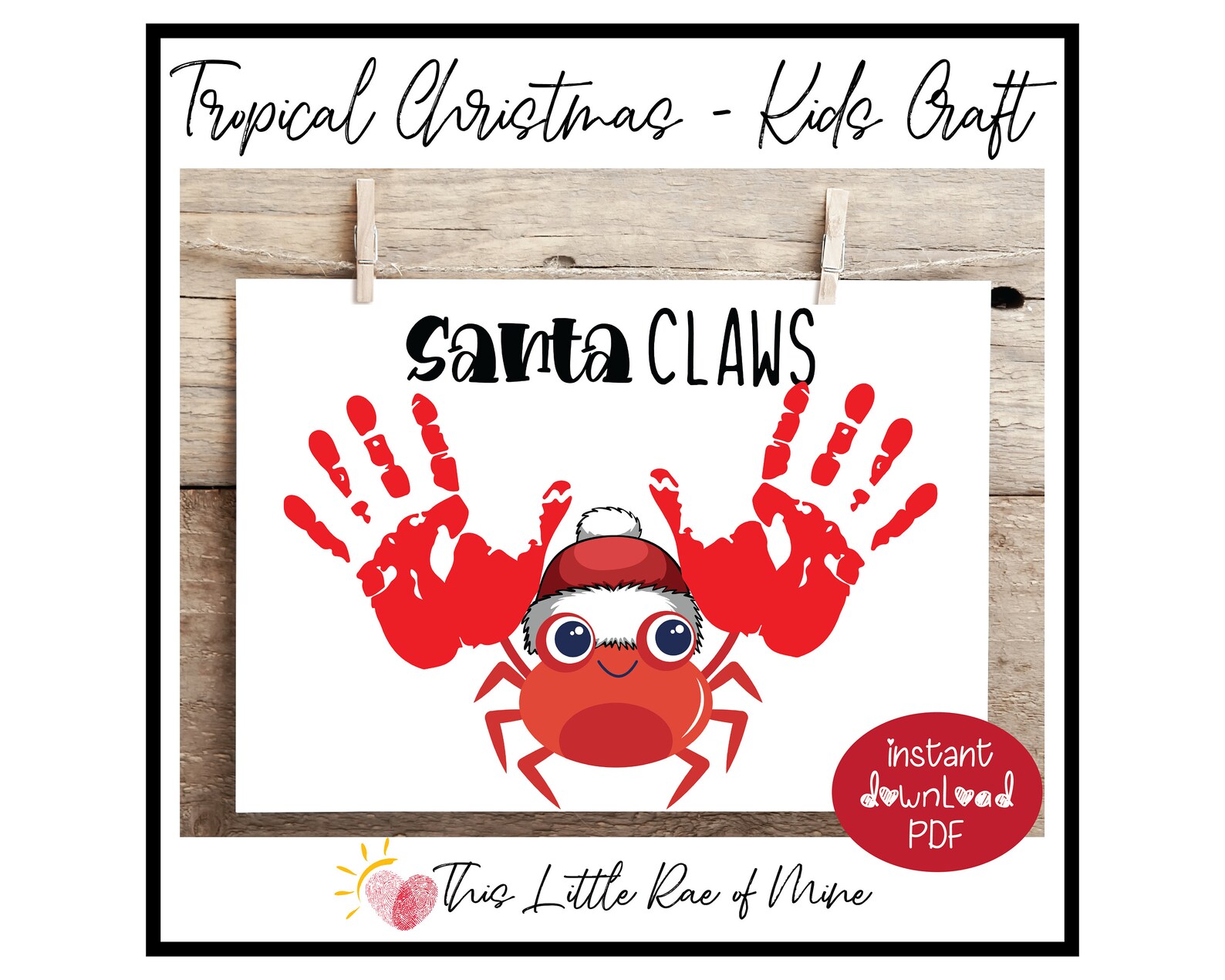Santa Claws Crab Tropical Christmas in July Printable - Etsy