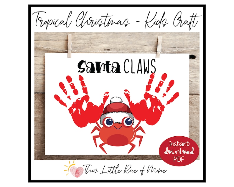 Santa Claws Crab Tropical Christmas in July Printable - Etsy