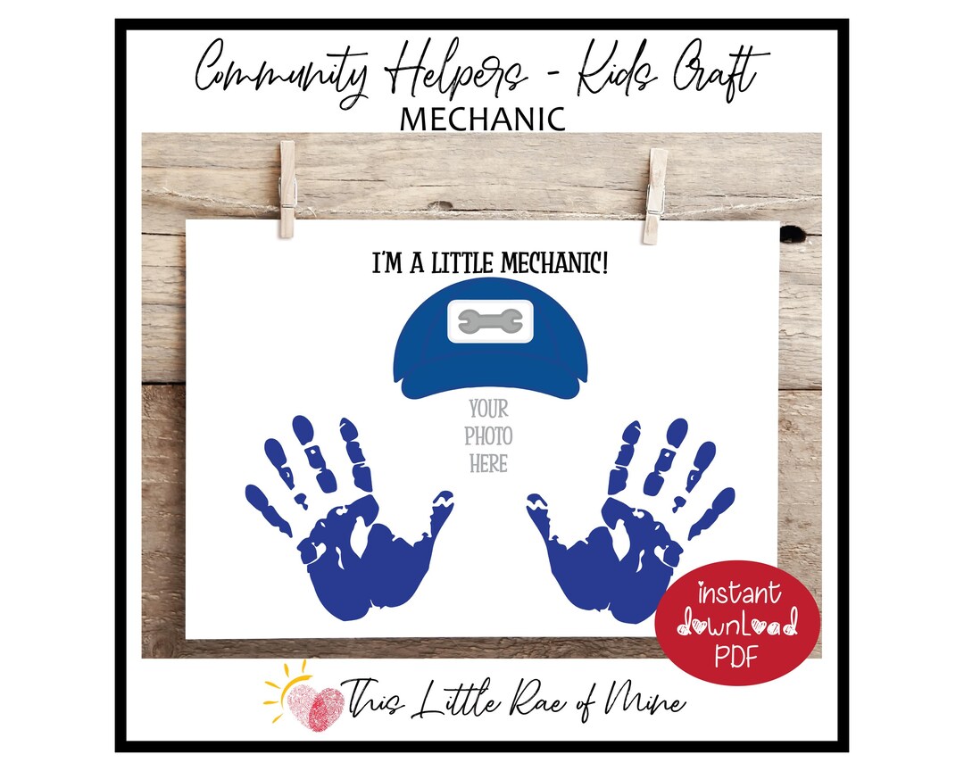 Mechanic - Community Helpers - Handprint Art - Photo - Keepsake ...