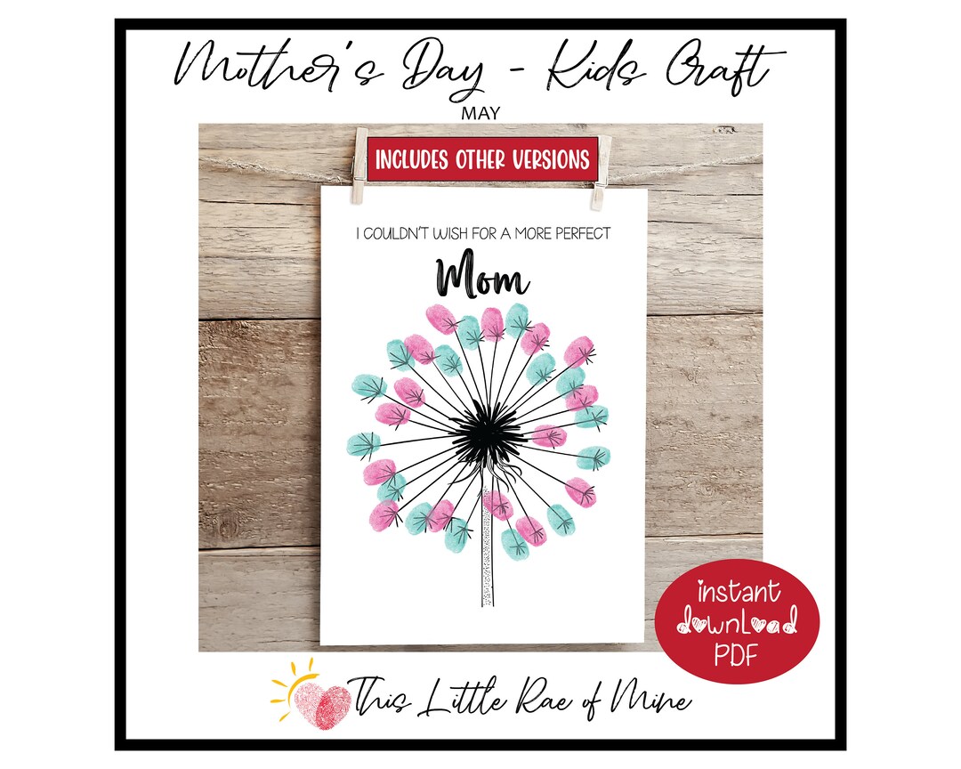Mom - Mum - Wish - Dandelion - Mother's Day - Fingerprint Art ...