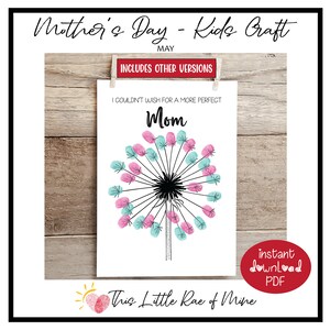Mom - Mum - Wish - Dandelion - Mother's Day - Fingerprint Art ...