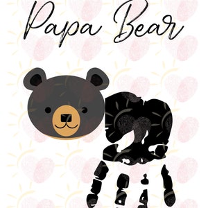 Papa Bear Father's Day Handprint Art Printable - Etsy