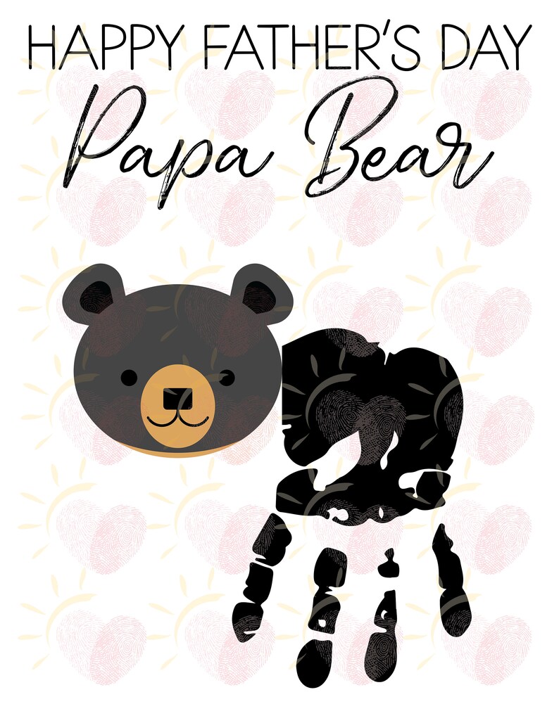 Papa Bear Father's Day Handprint Art Printable - Etsy