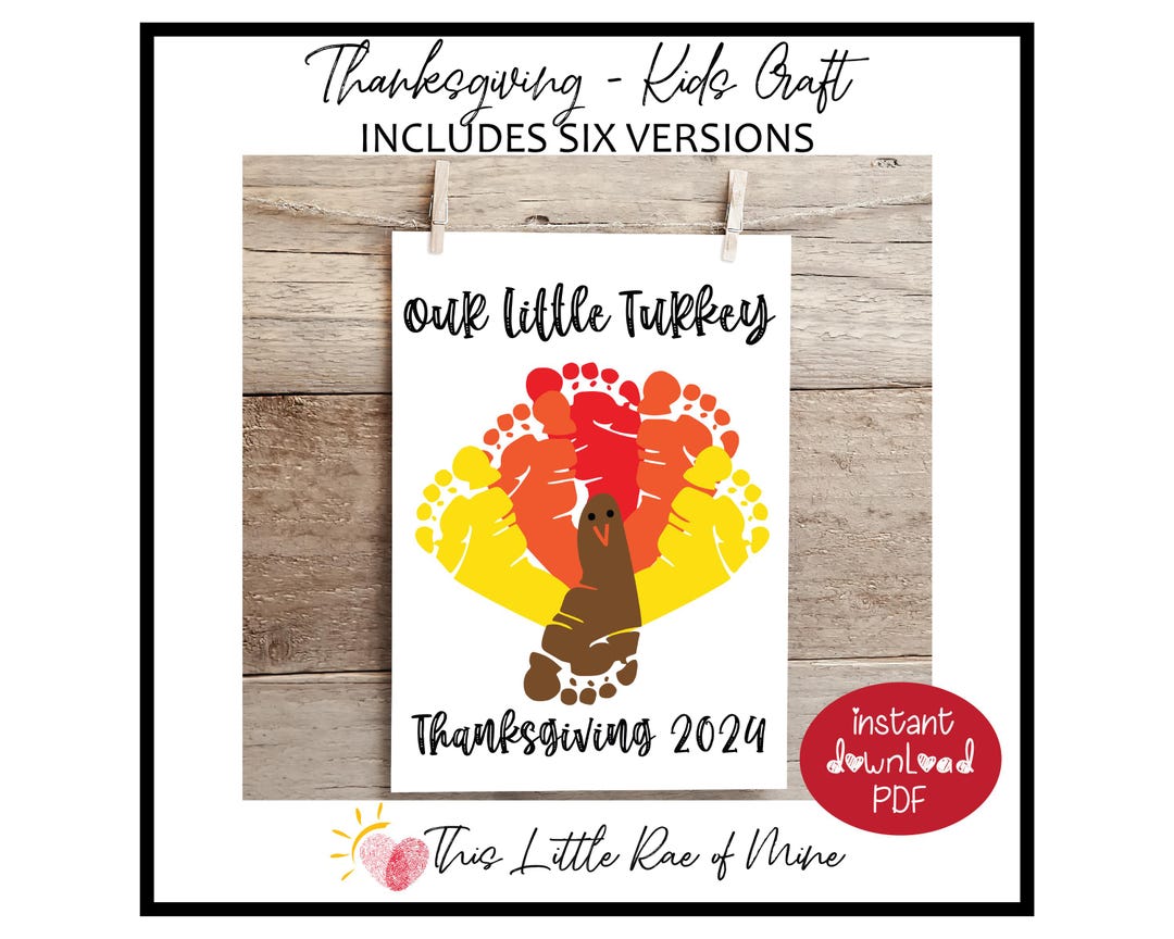 Our Little Turkey - Footprint - Thanksgiving - Handprint Art - Keepsake ...