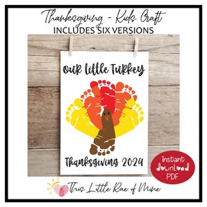 Our Little Turkey - Footprint - Thanksgiving - Handprint Art - Keepsake ...