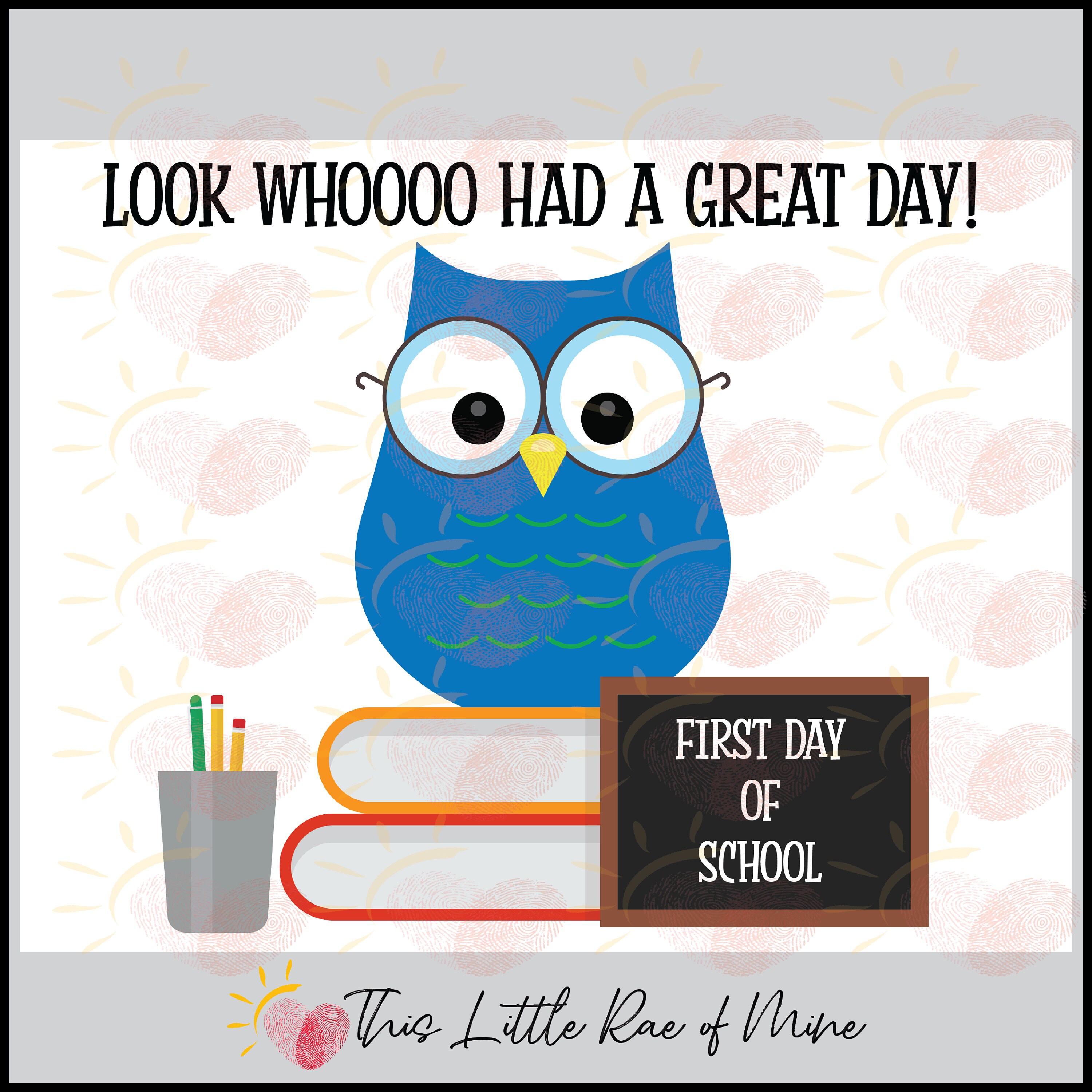 Owl First Day of School Handprint Art Keepsake DIY Kid - Etsy