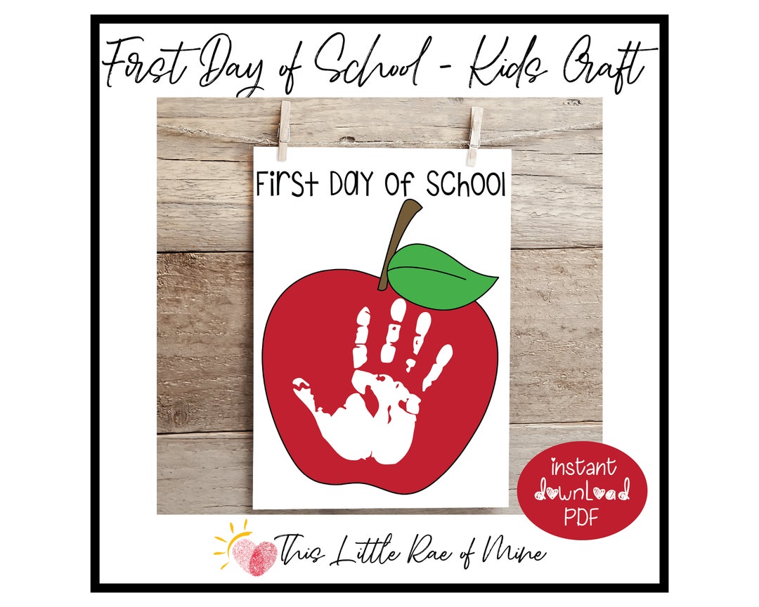 Apple - First Day of School – Handprint Art - Printable - Keepsake ...