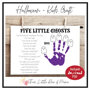 Five Little Ghosts - Halloween - Poem - Handprint Art - Keepsake ...