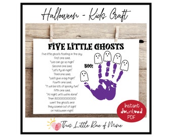 Five Little Ghosts - Halloween - Poem - Handprint Art - Keepsake ...