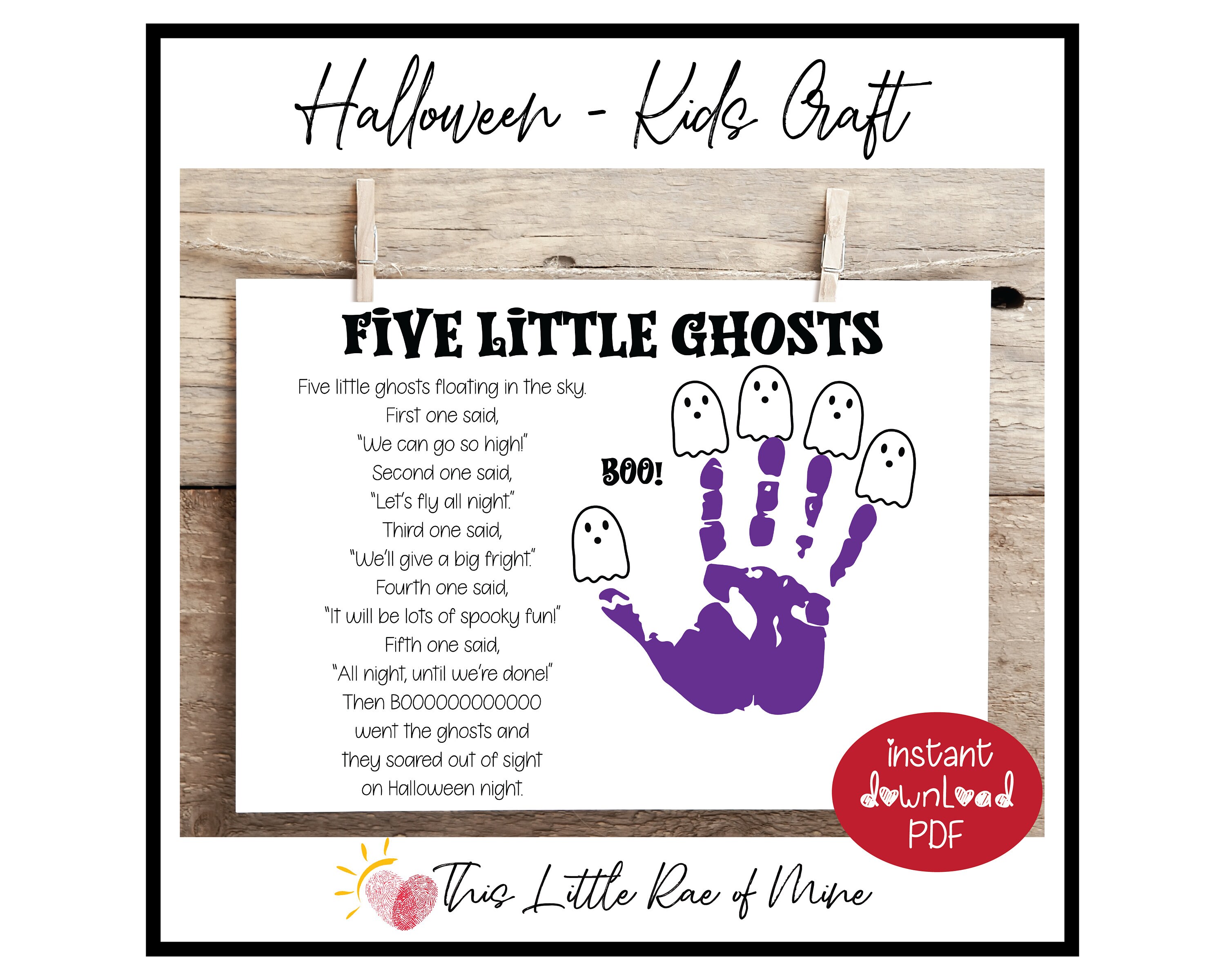 Five Little Ghosts - Halloween - Poem - Handprint Art - Keepsake ...