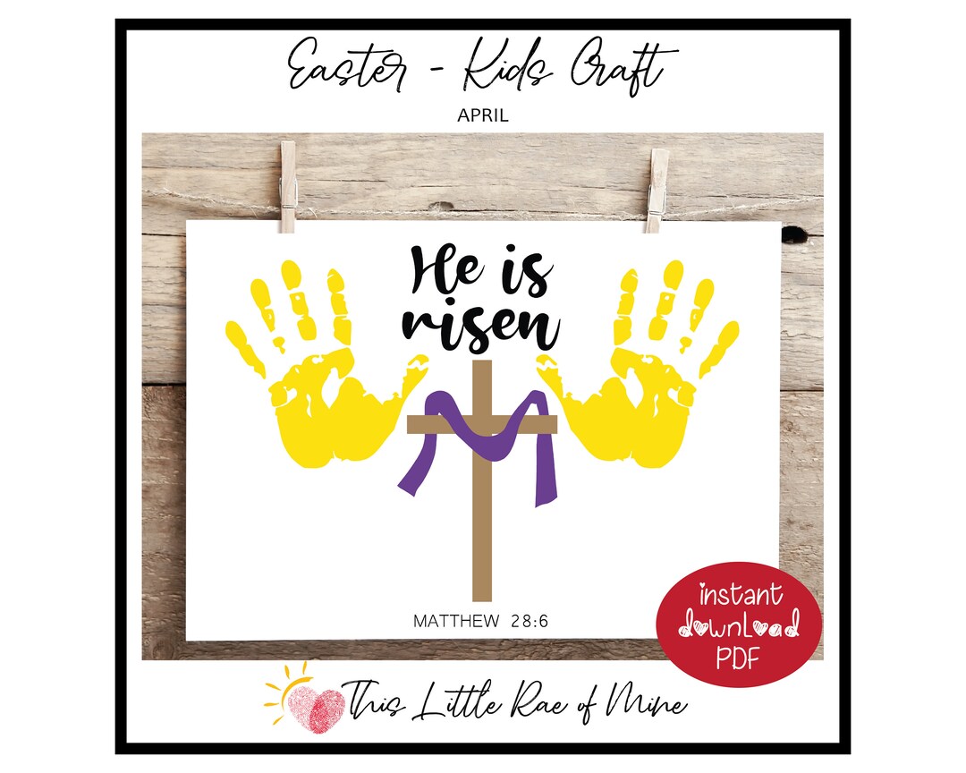 He is Risen - Jesus - Matthew 28:6 - Religious Easter - Handprint Art ...