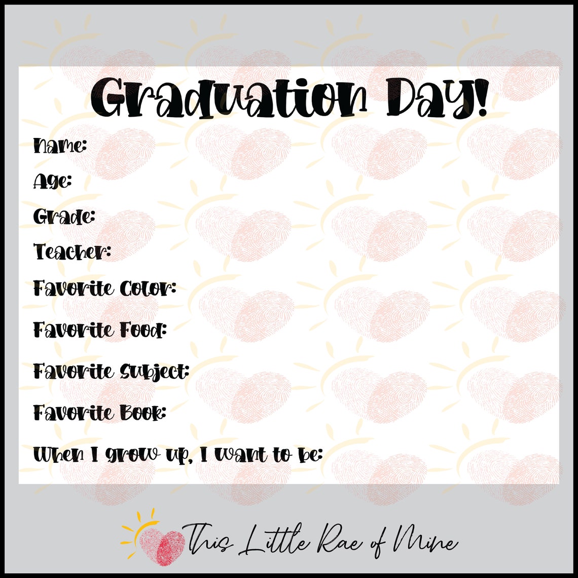 Graduation Day - Preschool - Prek Kindergarten – Keepsake – Sign ...