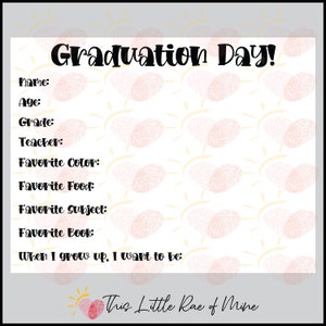 Graduation Day - Preschool - Prek Kindergarten – Keepsake – Sign ...