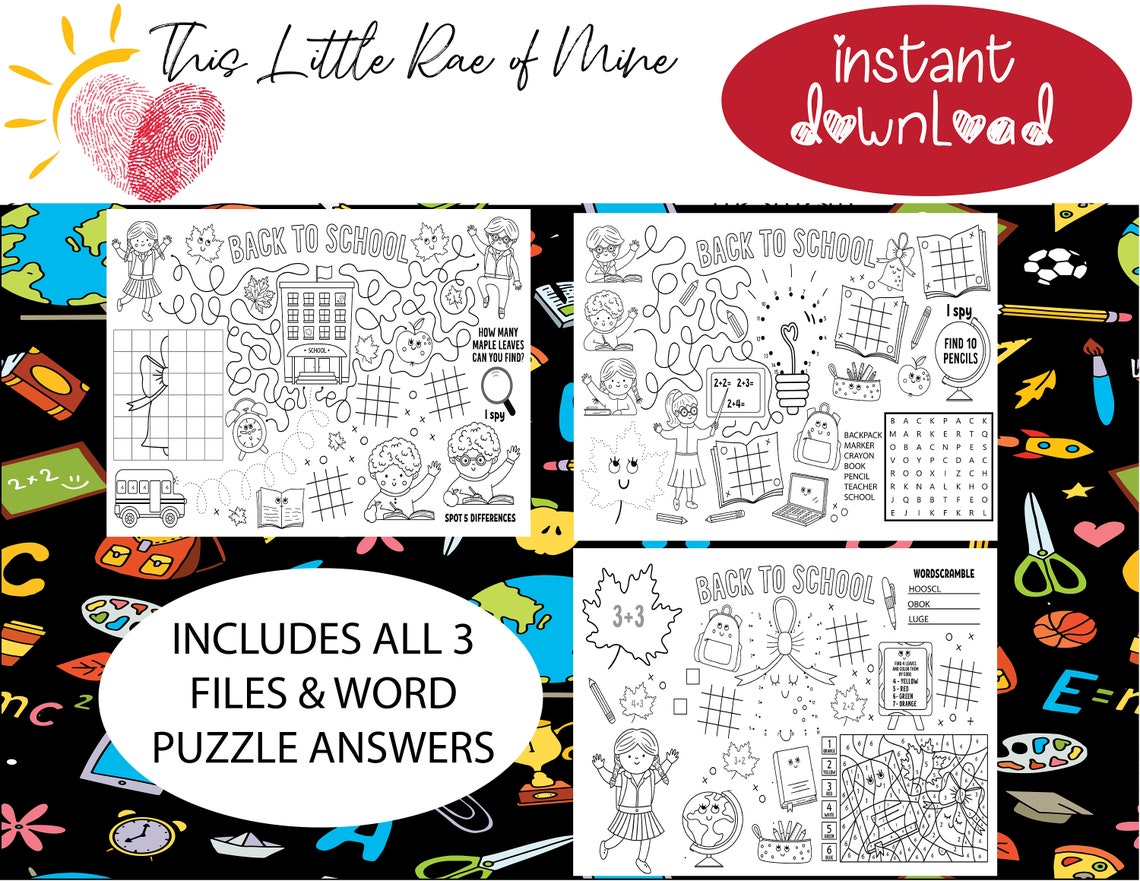 Back to School Activity Bundle First Day of School Word - Etsy