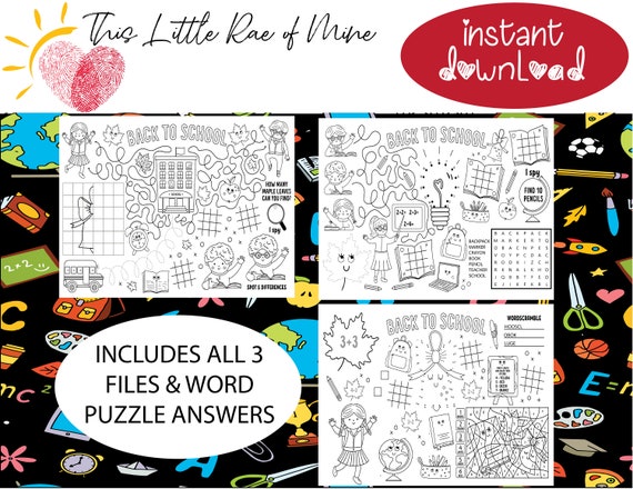 Back to School Activity Bundle First Day of School Word - Etsy