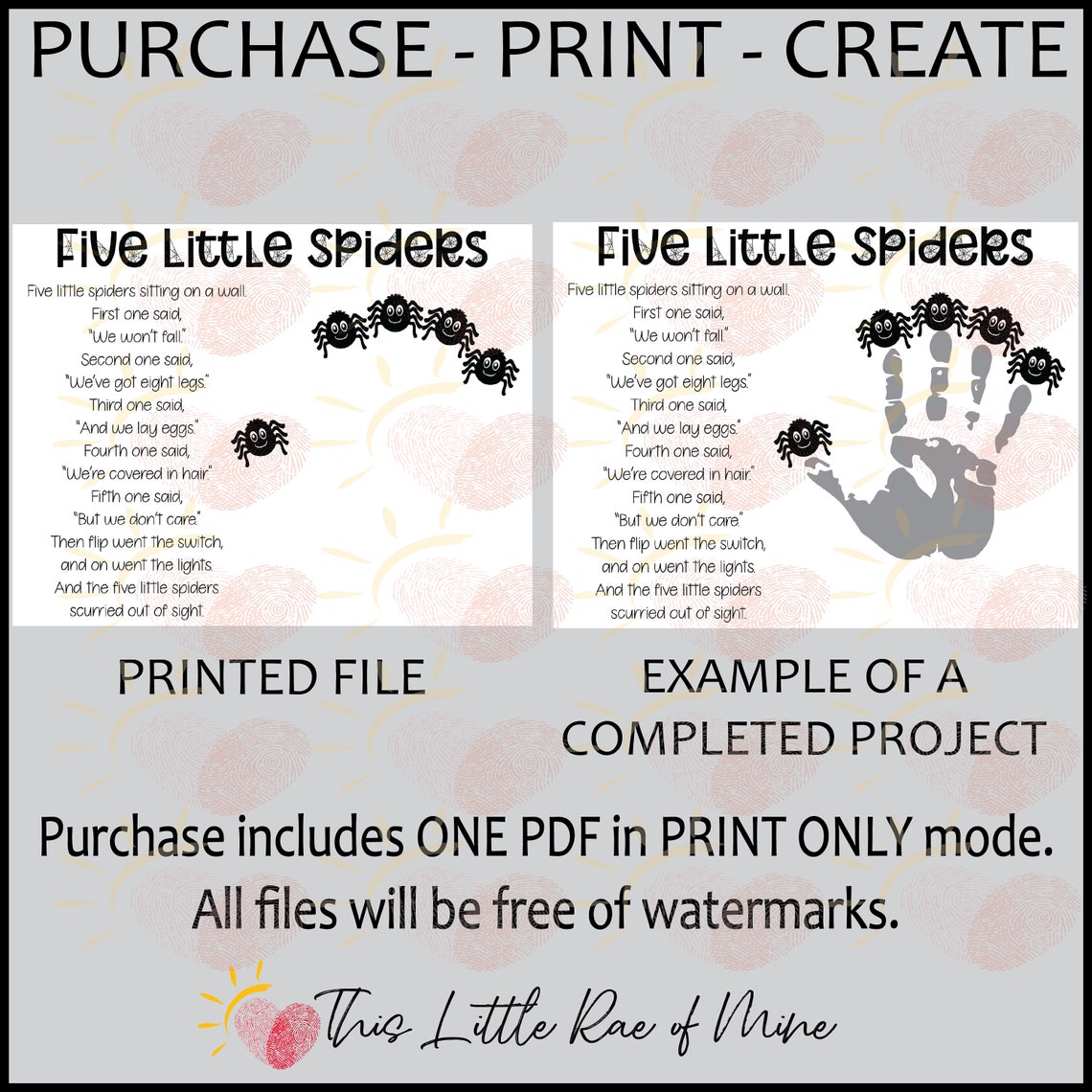 Five Little Spiders - Halloween - Poem - Handprint Art - Keepsake ...