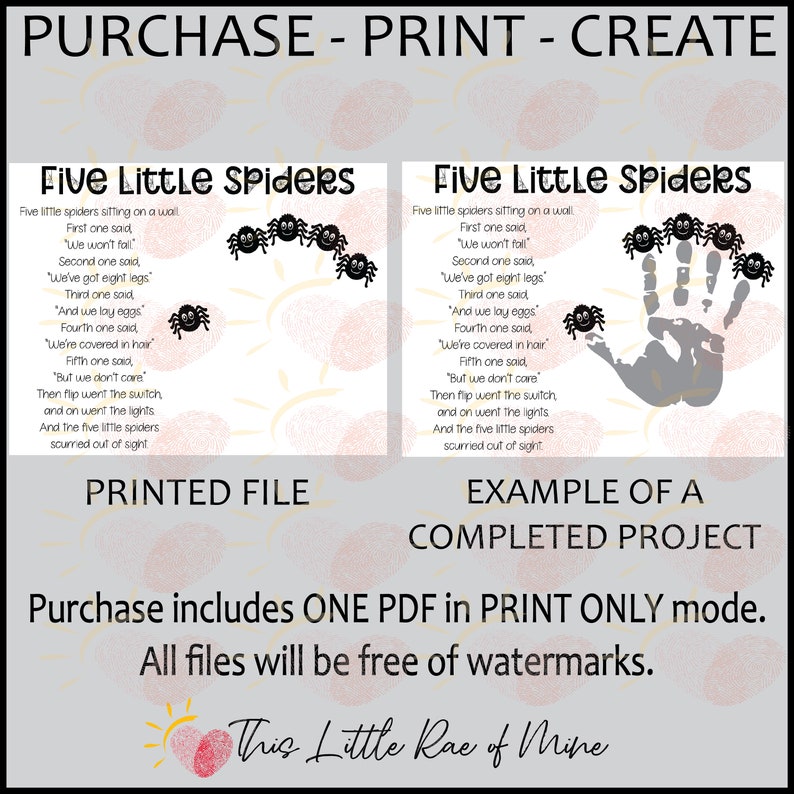 Five Little Spiders - Halloween - Poem - Handprint Art - Keepsake ...